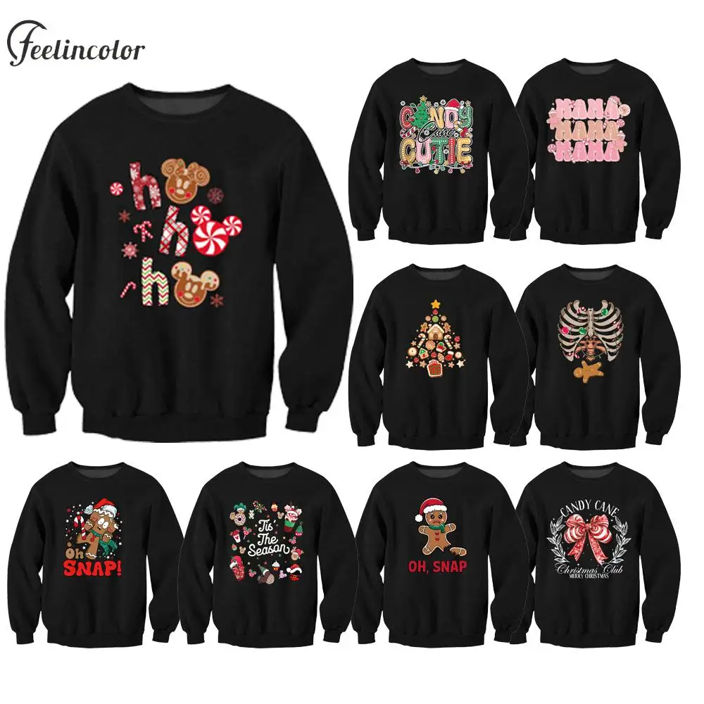 Oh Snap Gingerbread Man Christmas Sweatshirts Woman Man Black Beige ...