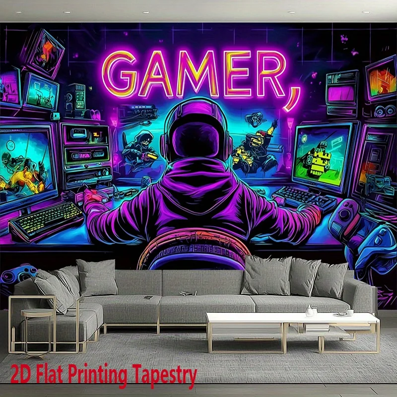 VIKAMA GAMER Tapestry Neon Esports Room Decoration Trendy Room Living ...