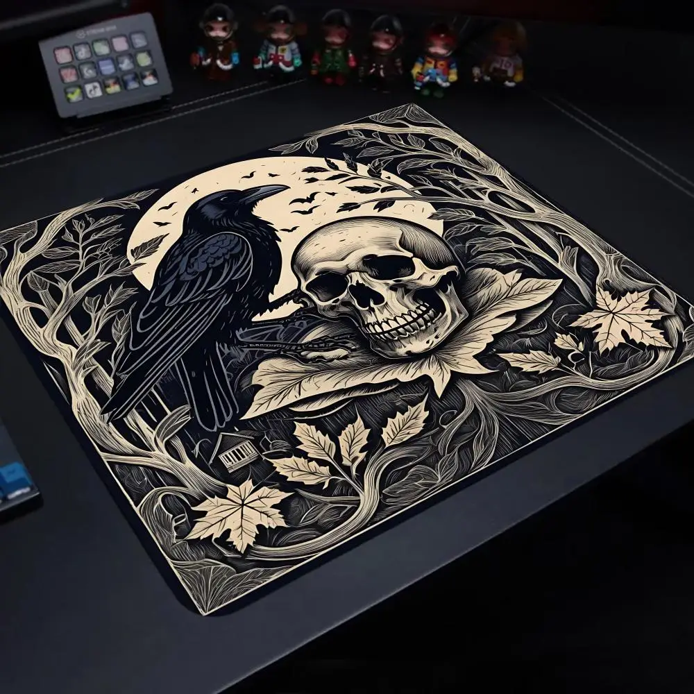 Crow and skull Mouse Pad 45x40cm Gamer Desk Mat Square Gaming Office ...