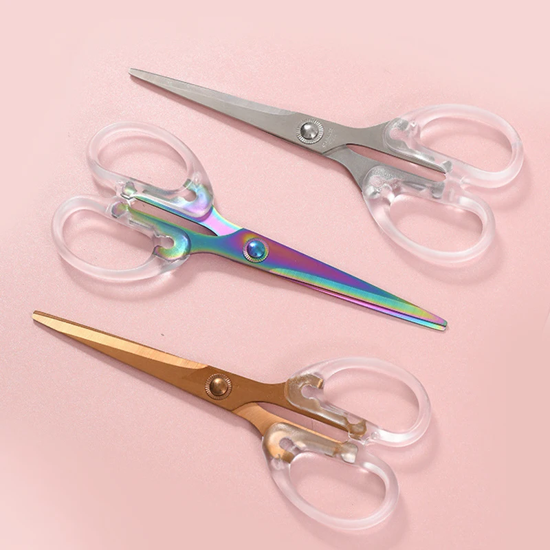 Acrylic Scissors Transparent Handle Gold Silver Colored Sharp Stainless ...