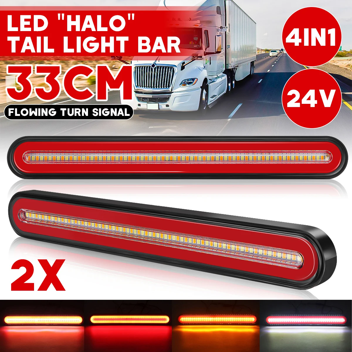 1/2x LED Tail Brake Light Flowing Turn Signals Lights 4 in 1 For Trucks ...