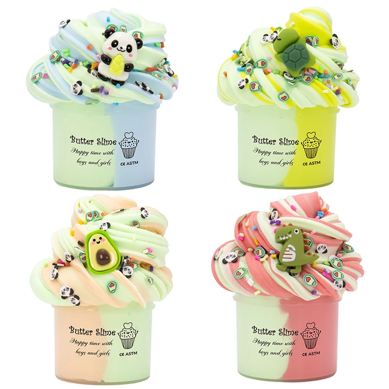70ml-Butter-Fluffy-Slime-Kit-Tortoise-Panda-Dinosaur-Decorate-Slime-Non ...