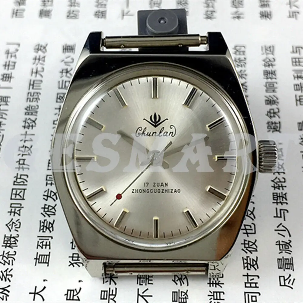 33mm-China-Chunlan-Steel-Manual-Mechanical-Watch-17-Jews-Silver-Dial ...