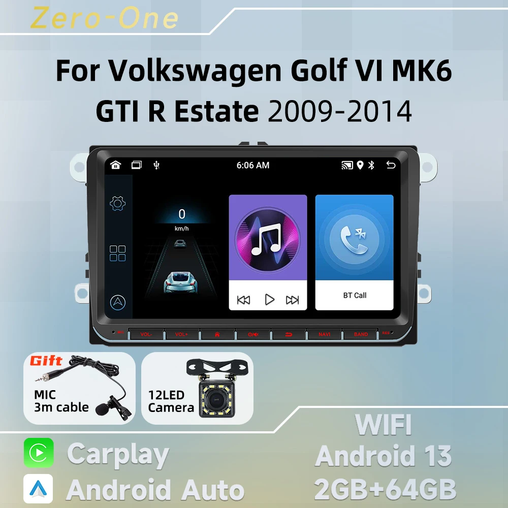 Carplay Android Car Multimedia 2 Din Radio for VW Volkswagen Golf 6 VI ...
