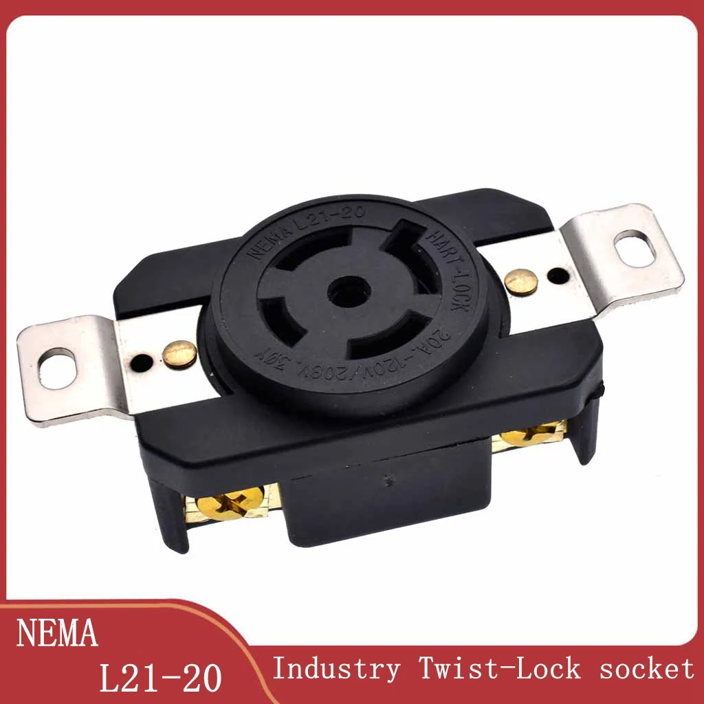 Black UL 20A 120V 208V NEMA L21-20R Industrial twist lock power plug ...