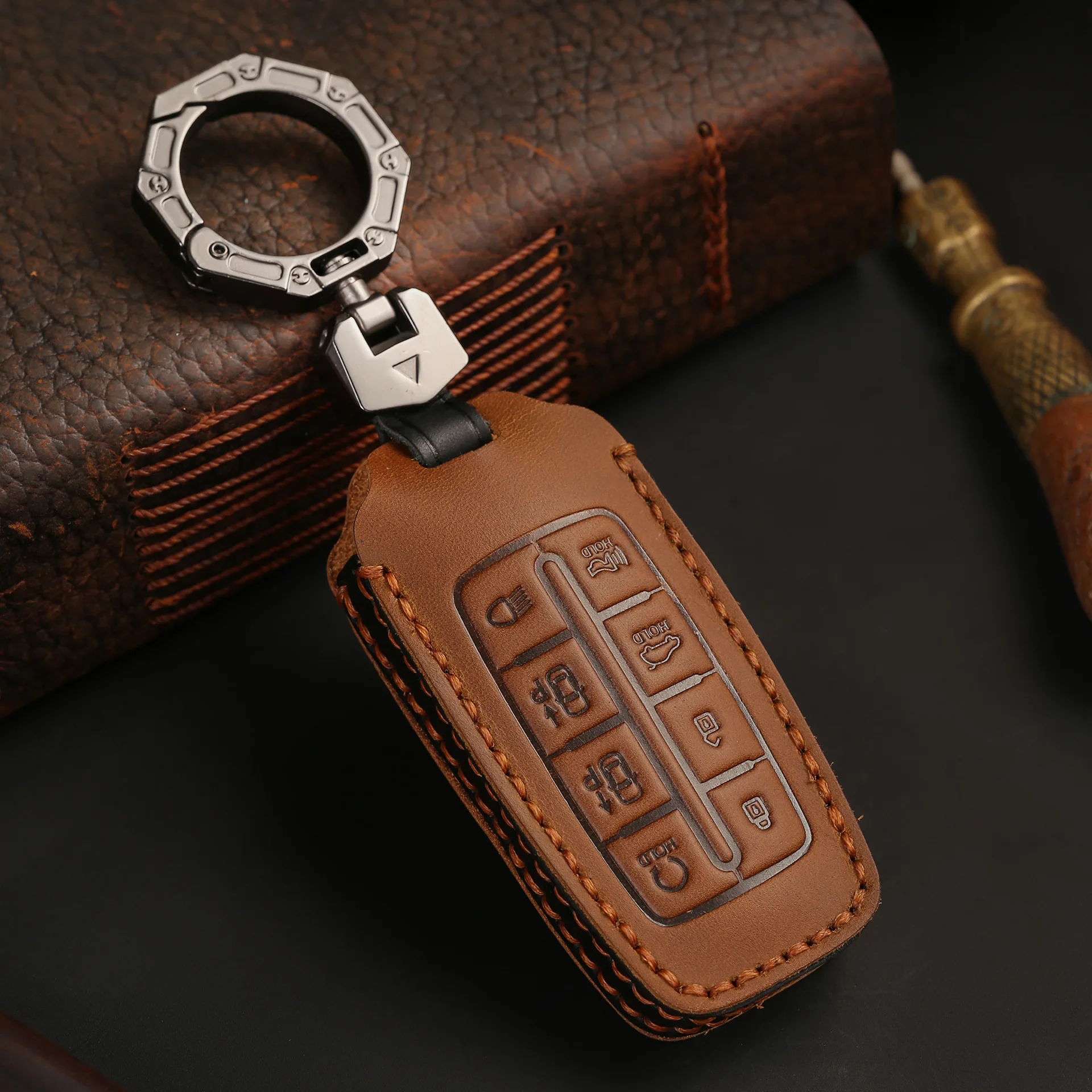 Genuine-Leather-Car-Key-Cover-for-Hyundai-Genesis-GV70-GV80-GV90-2020 ...