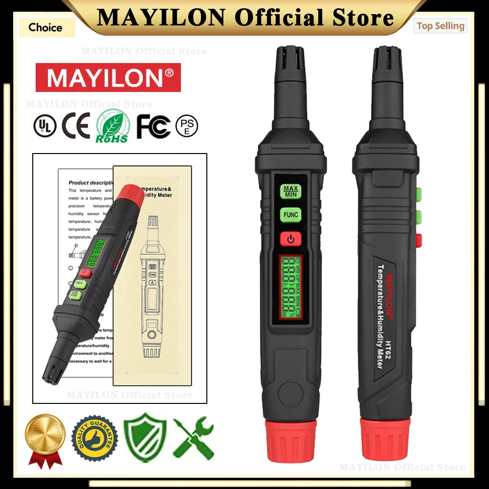 MAYILON-HT62-Thermometer-Hygrometer-2-in-1-Dew-Point-Wet-Bulb-Ambient-Temperature-Humidity-Meter ...