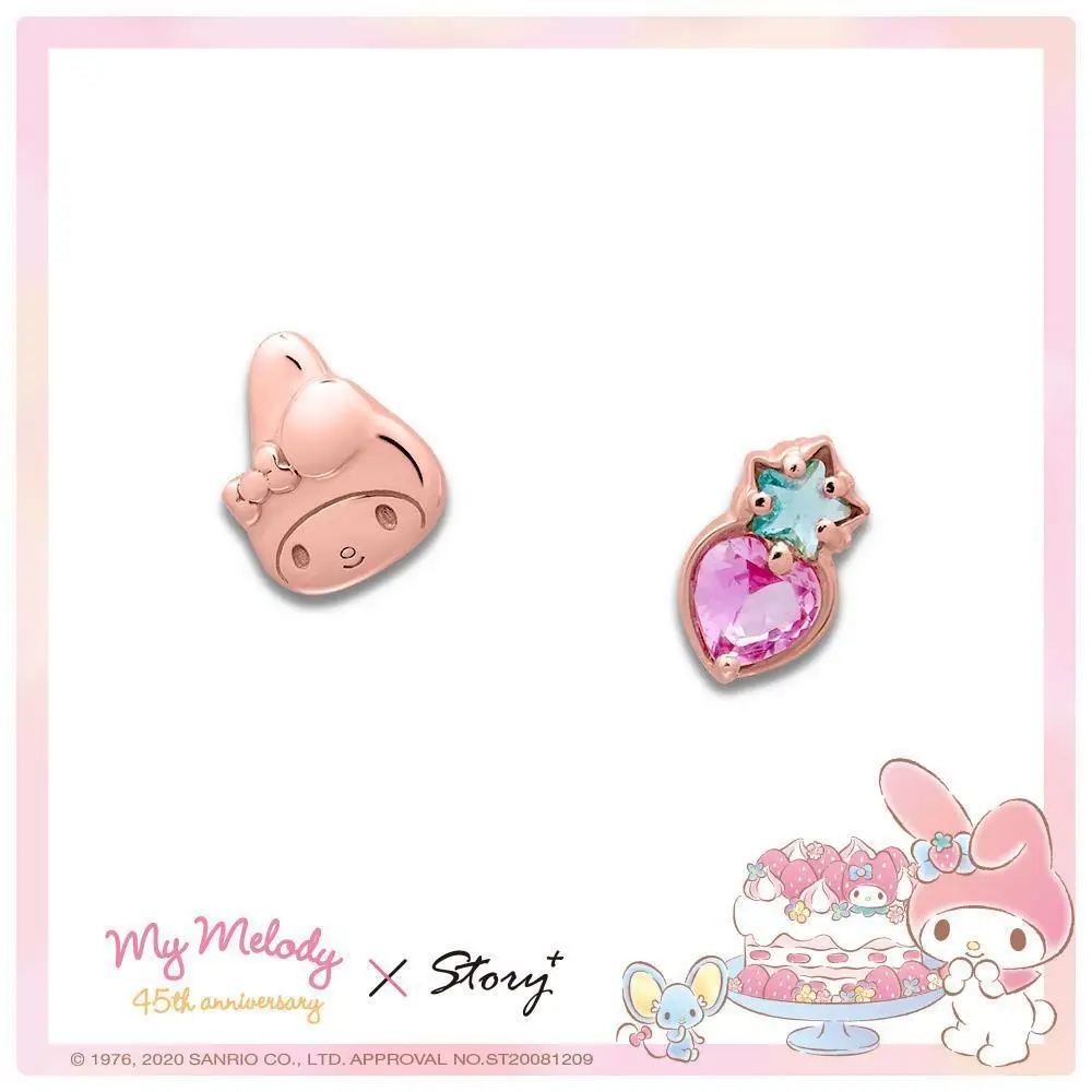Sanrio Silver Jewelry Sanrio Mymelody Strawberry Bright Crystal Plated ...