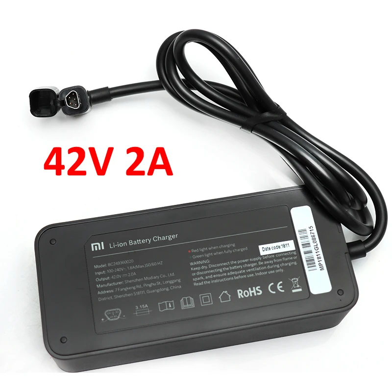 샤오미 Mijia Qicycle EF1 EC1 전기 자전거용 퀵 오리지널 충전기 어댑터, EU 미국 플러그 전원 공급 장치 ...