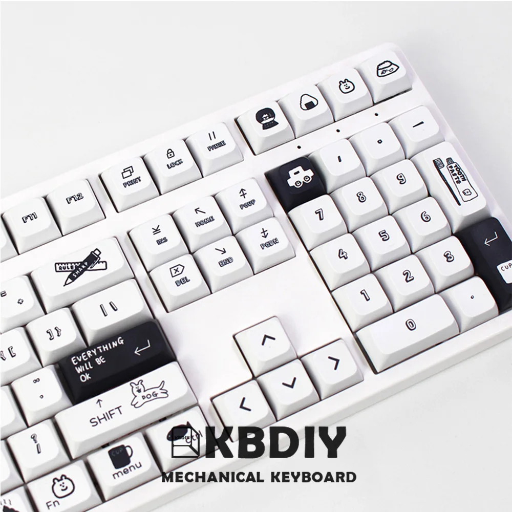 KBDiy 130 Keys PBT Cute Cat Cutey Draw Keycaps XDA Profile Custom for ...