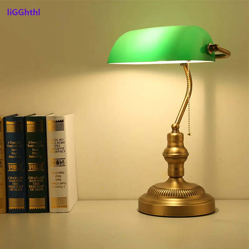 Classical-Banker-Table-Lamp-Vintage-LED-Lamp-with-Pull-Switch-Green ...
