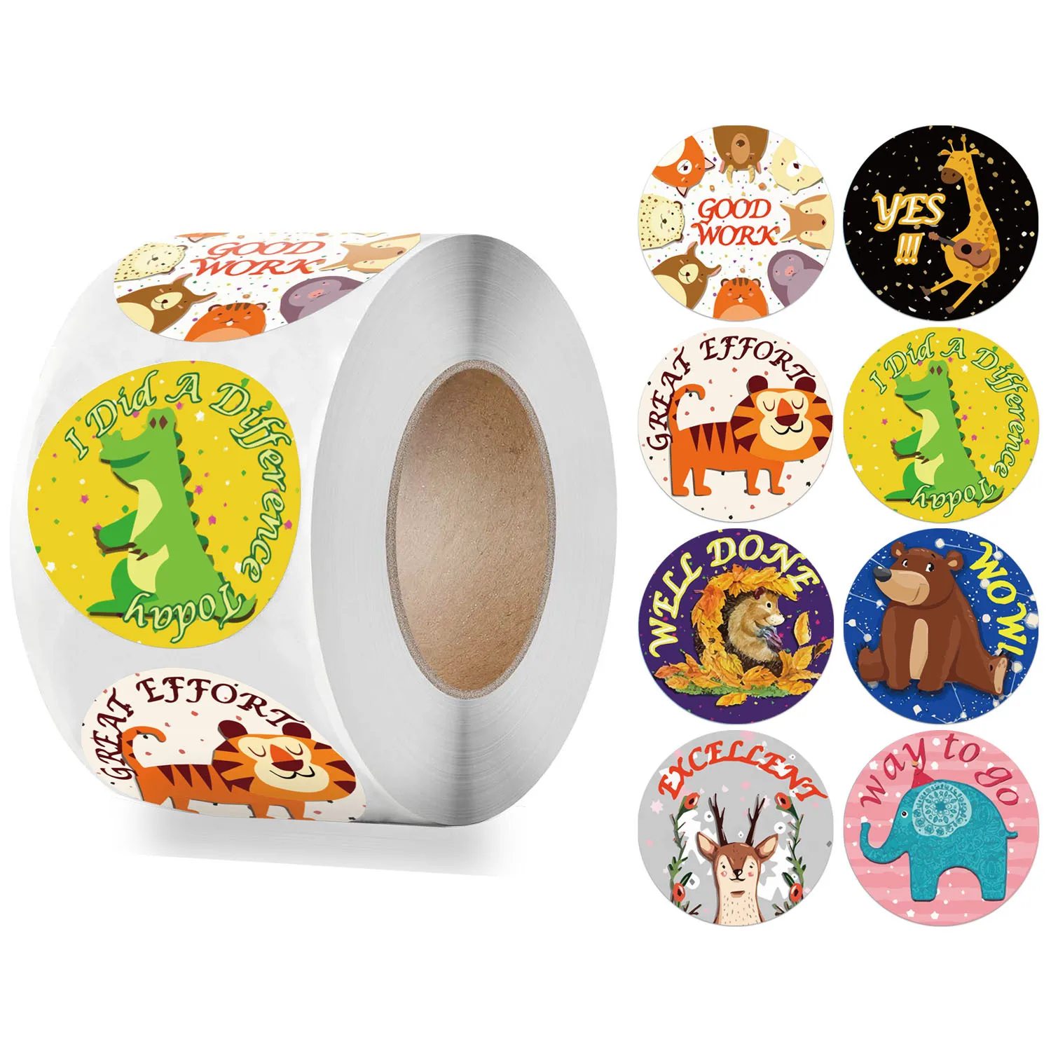500pc-Zoo-Animals-Stickers-1inch-Labels-Reward-Sticker-For-School ...