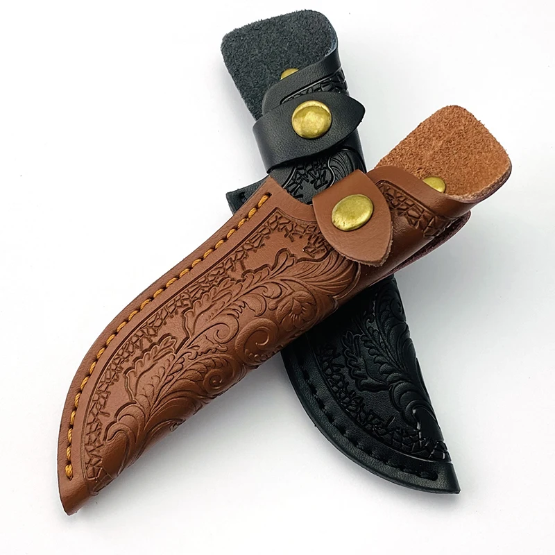 New Outdoor Small Straight Knife Sheath Scabbard Carving Pu Leather ...
