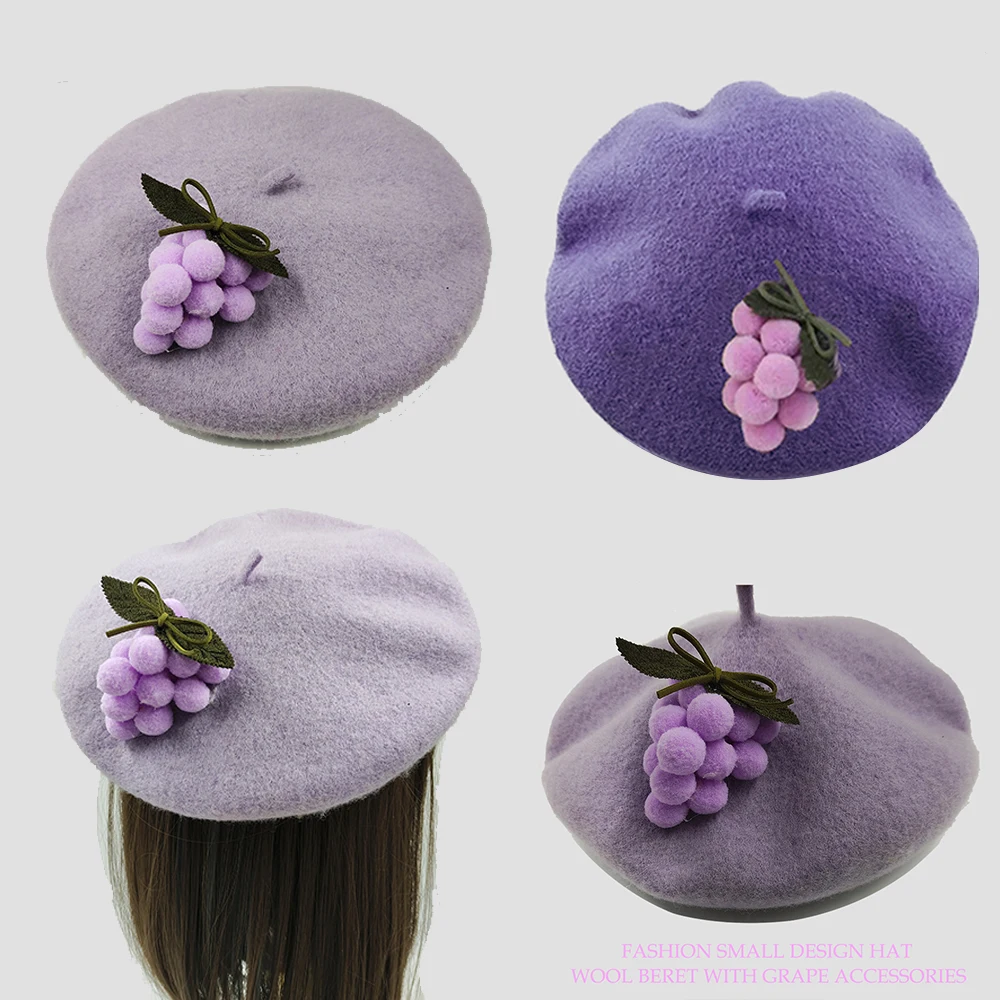 Purple-Grape-Wool-Women-s-Beret-DIY-Lovely-Party-Gift-Original-Design ...