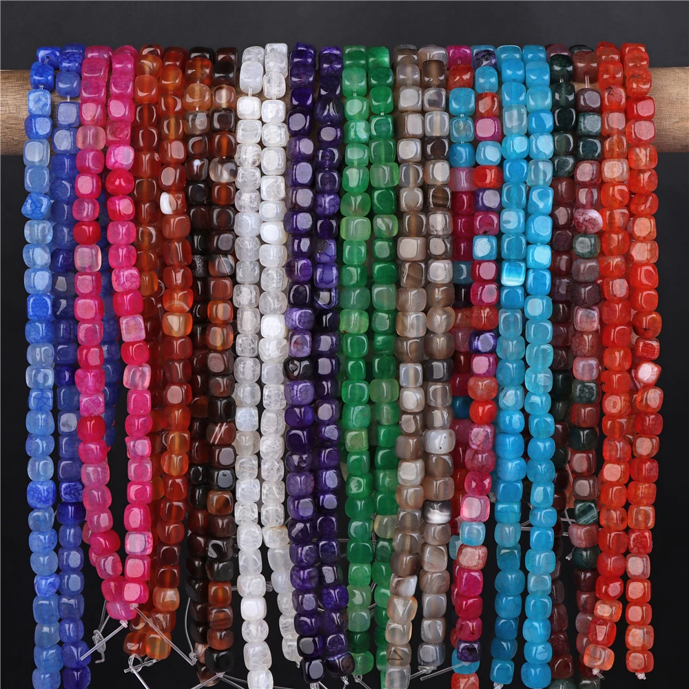 Natural Stone Square Shape Muticolor Agat Loose Beads For Jewelry ...