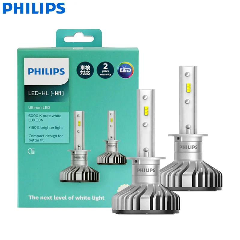Philips LED H1 Ultinon LED Auto Hi/lo Beam 6000K 쿨 화이트 라이트 160% 더 밝은 헤드 ...