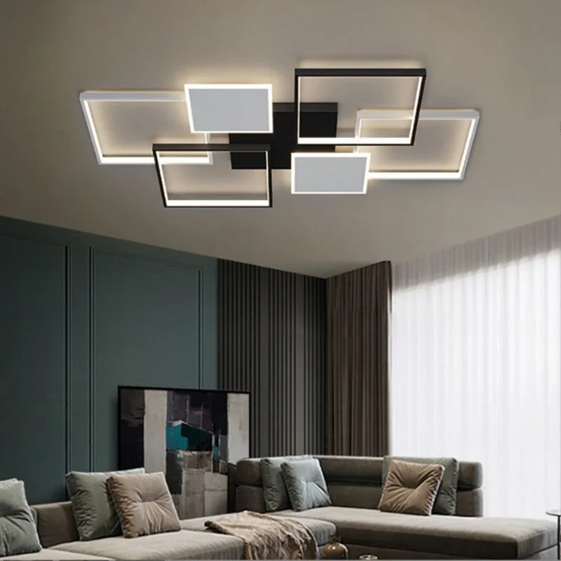 Nordic Square Combination Ceiling Light Dimmable Living Room Bedroom ...