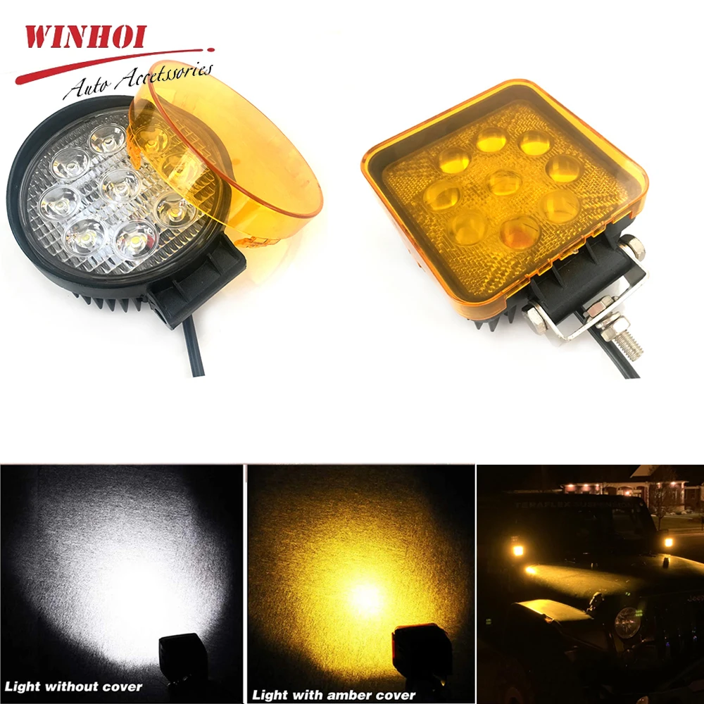 3-4-Amber-LED-Pod-Covers-Round-Square-Off-Road-4X4-LED-Light-Bar-Covers ...