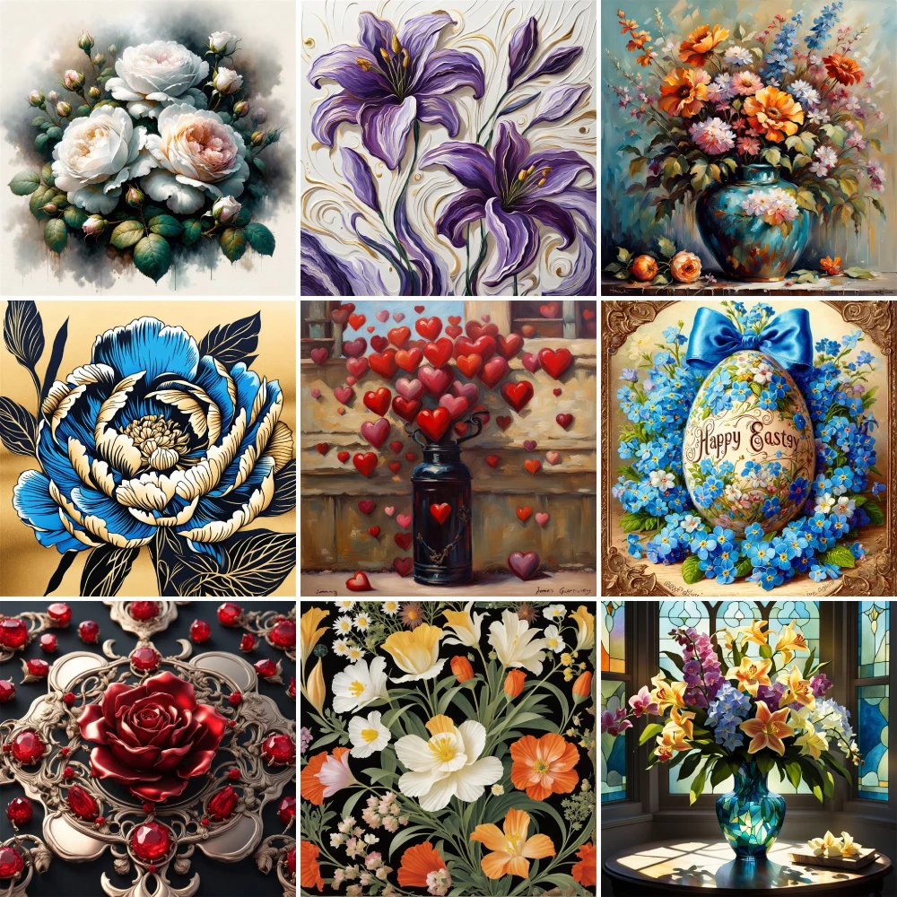 Flowers-Lily-Peony-Printed-Canvas-Cross-Stitch-Embroidery-Full-Kit ...