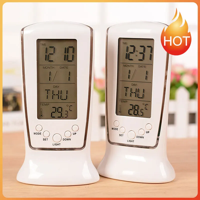 LCD Time Desktop Table Clocks Digital LED Blue Night Light Calendar ...