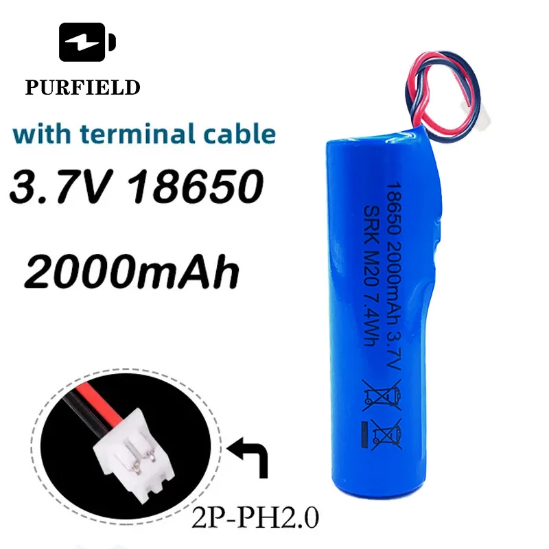 PURFIELD-3-7V-2000mAh-Rechargeable-Lithium-Battery-18650-Li-ion-with ...