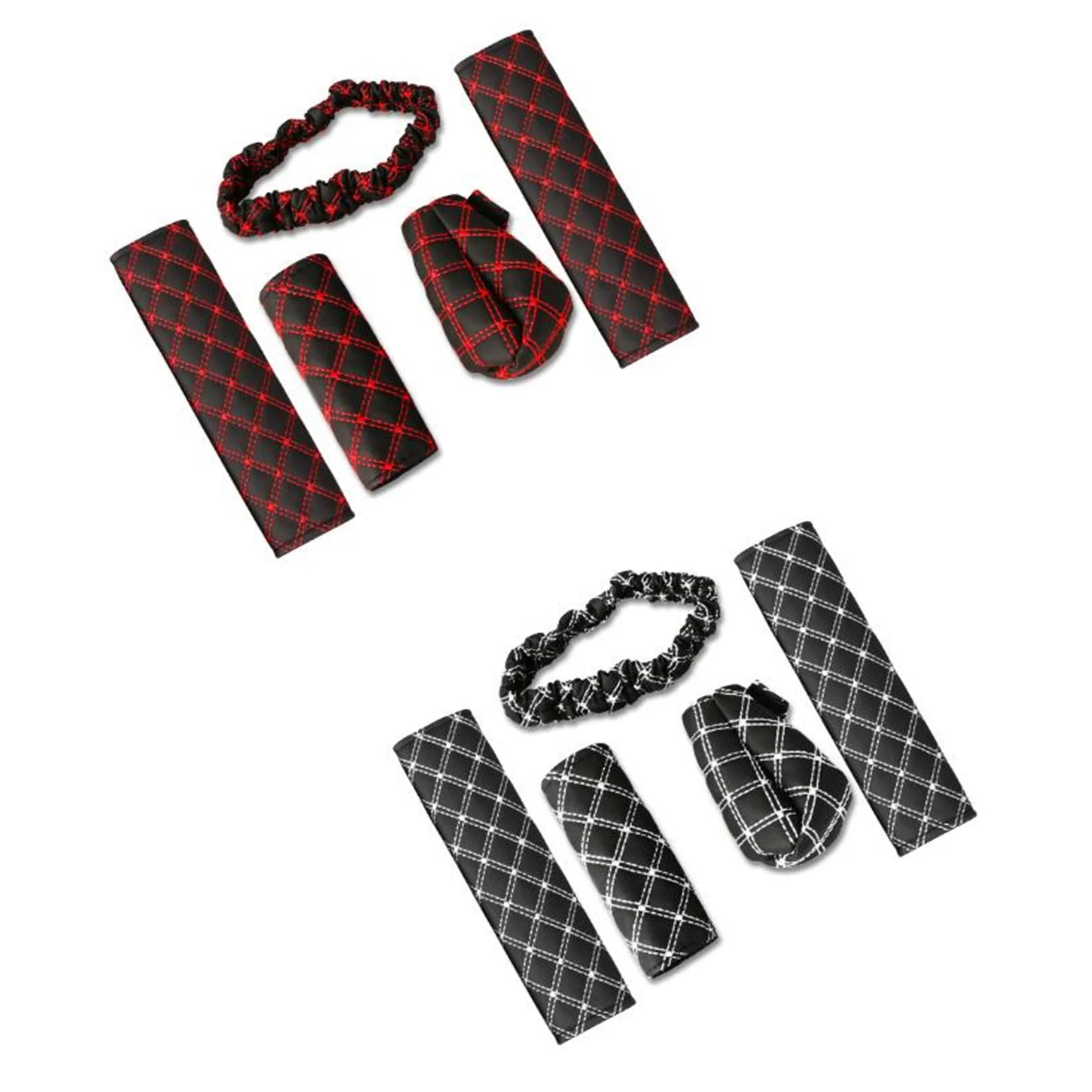 Car-Red-Wine-Shoulder-Pads-Cushion-Cover-Shifter-Gear-Shift-Knob-Hand ...
