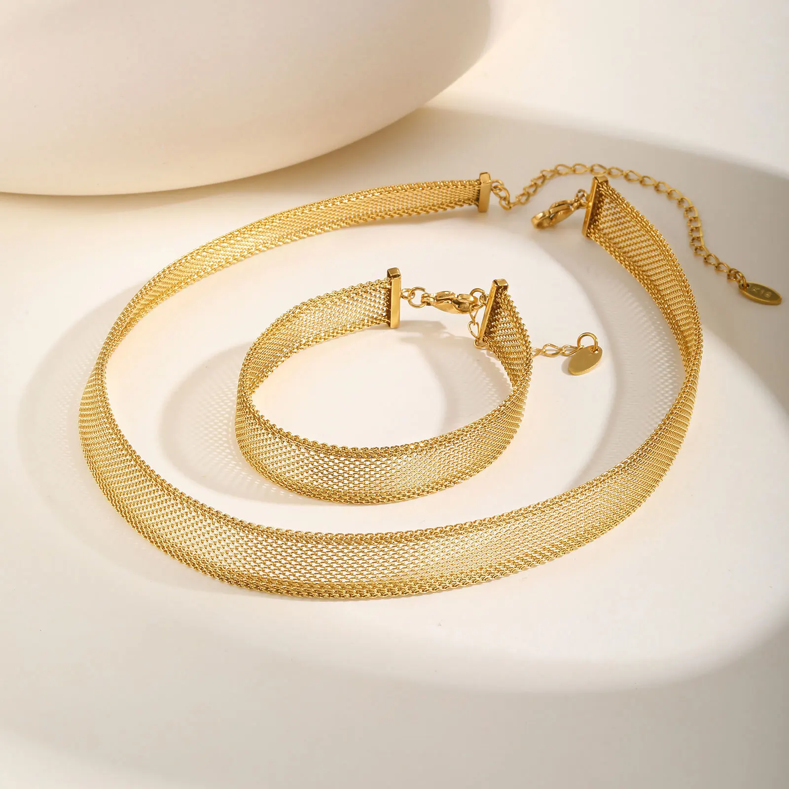 Mesh Link Necklace for Women, stainless steel chain Clavicle Necklaces ...
