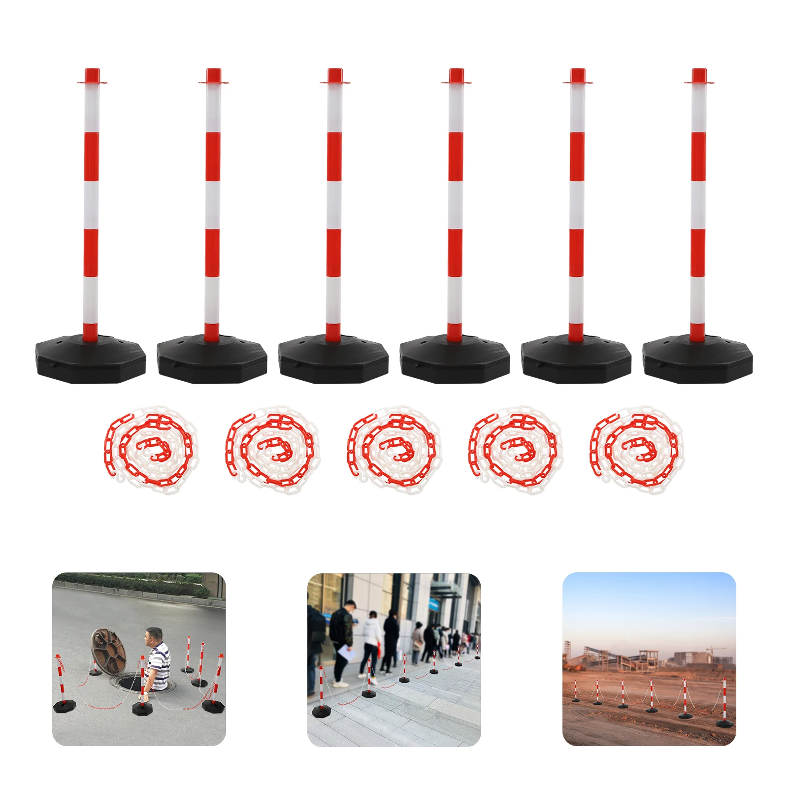 6 Pcs Water Injection Warning Column Traffic Cones Delineator Post ...