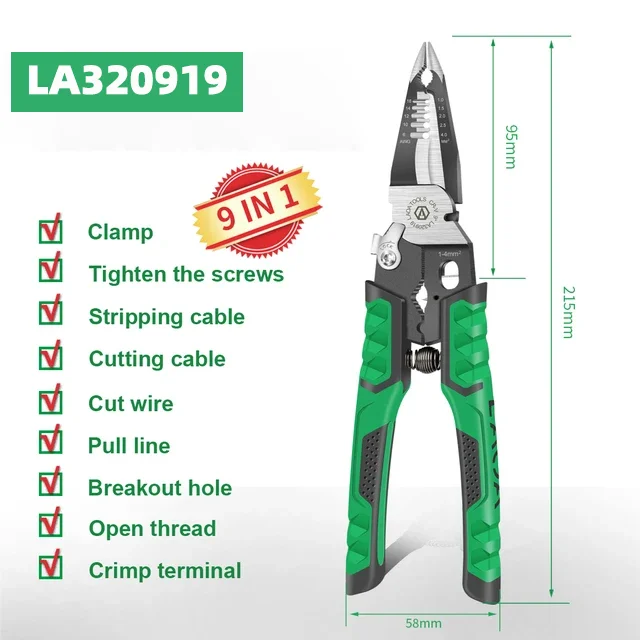 LAOA-9-in-1-Electrician-Pliers-Wire-Cable-Cutters-LA320919-Terminal-Crimping-Universal-Wire ...
