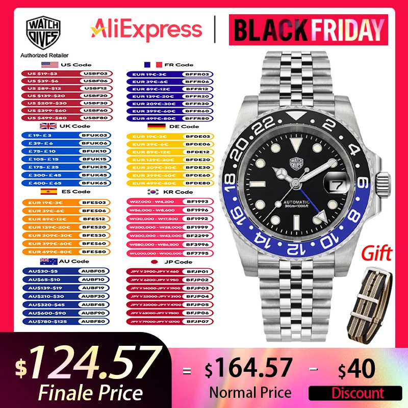 Watchdives-WD16760-GMT-reloj-NH34-movimiento-de-acero-inoxidable-reloj ...