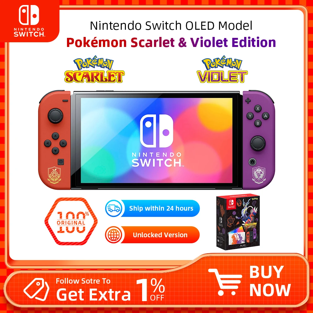Nintendo-Switch-Pokemon-Scarlet-Violet-Edition-OLED-Model-7-Inch-Screen-Joy-Con-Handle-Console ...