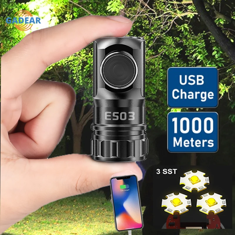 ES03-3-SST20-Powerful-LED-Flashlight-3000LM-USB-Rechargeable-Lights ...
