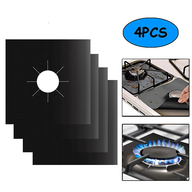 4-Pieces-27-Cm-Gas-Stove-Surface-Protection-Pad-Washable-Oil-And-Dirt ...