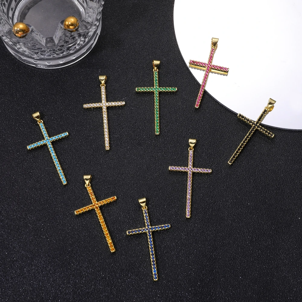 Juya Handmade Cubic Zirconia 18K Real Gold Plated Christian Cross ...
