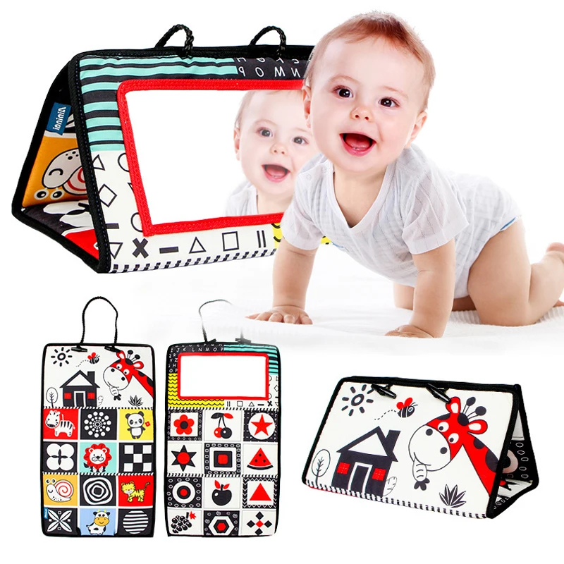 Black and White Newborn Mirror Toys Baby Tummy Time for Babies ...