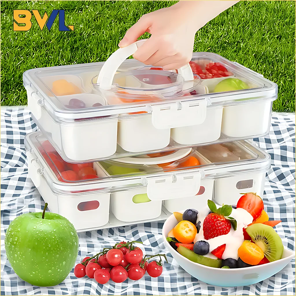 8-Compartment-Snack-Organizer-Divided-Dinner-Plate-with-Lid-and-Handle ...