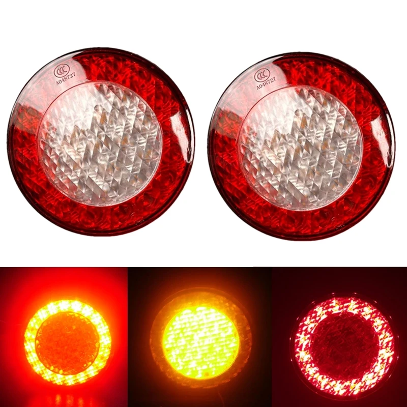 2Pcs-E4-95mm-Truck-Round-Tail-Lights-12V-Red-Amber-LED-Tail-Lamp-For ...