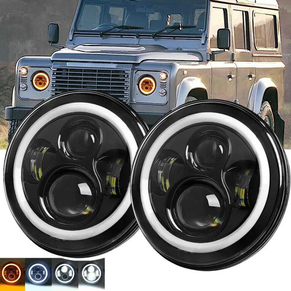 Faro-negro-para-coche-Land-Rover-Defender-90-110-Led-Halo-Angel-Eyes-7 ...