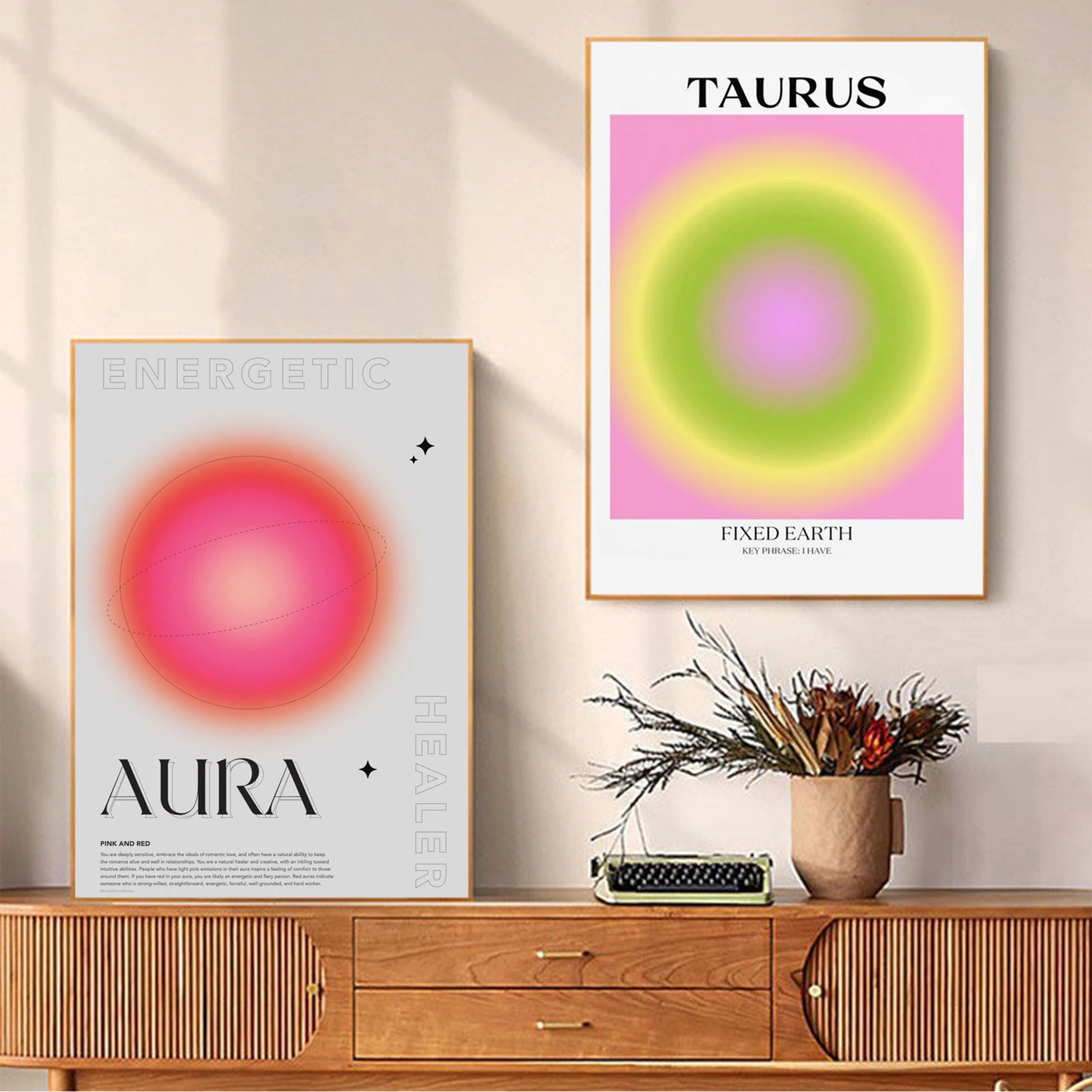 Gradient Aura Self-adhesive Art Poster Whitepaper Sticker Diy Room Bar ...