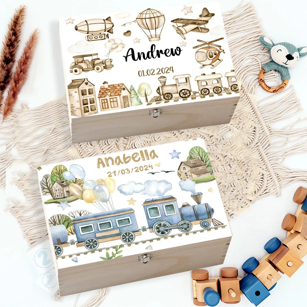 Caixa de memória de madeira personalizada para bebês, presente de ...