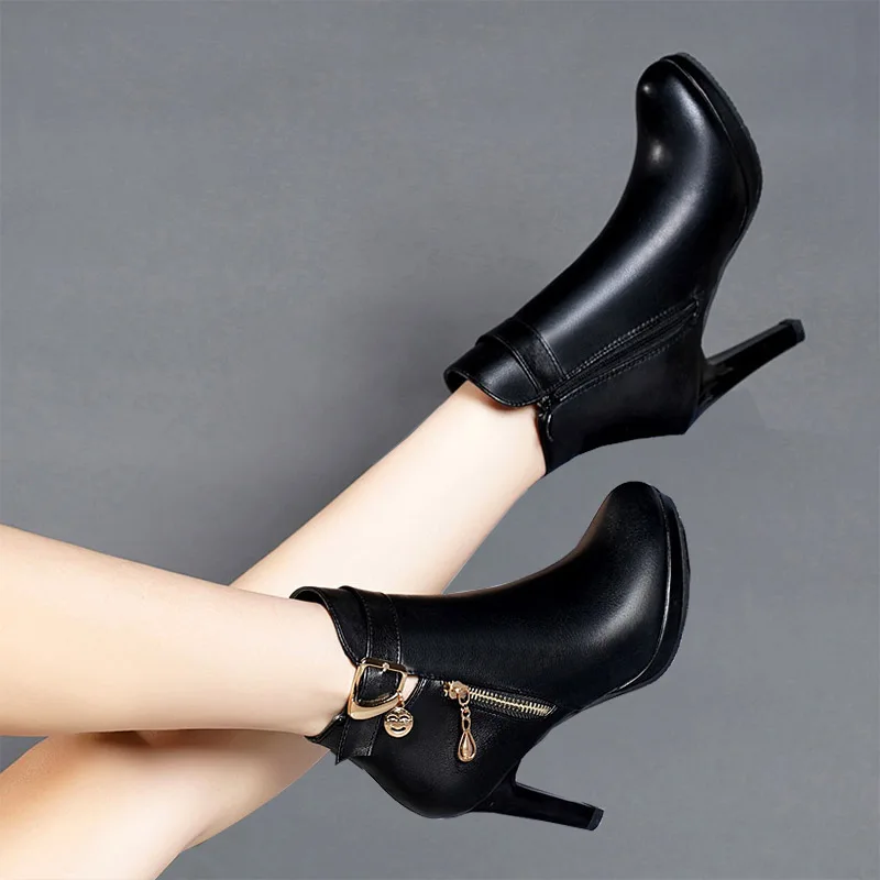 Botines de tacón alto con plataforma para mujer, zapatos elegantes de ...