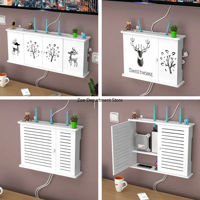 Non-slip-Wifi-Router-Shelf-Storage-Boxes-Cable-Power-Plus-Wire-Bracket ...