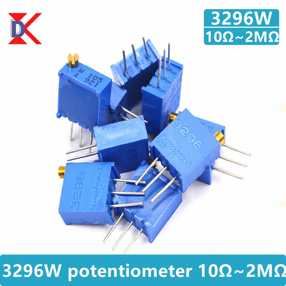 10Pcs 3296W Potentiometer Precision Adjustable Resistors Multi-Turn ...