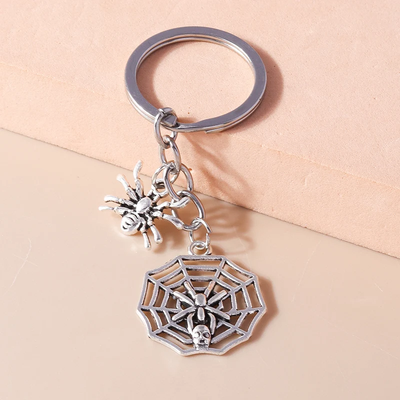 Creative-Metal-Spider-Web-Keychain-Skull-Key-Ring-Pendants-for-Car-Key ...