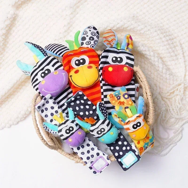 0-24-Monate-Baby-rasselt-weiche-Pl-schtiere-Fu-Handgelenk-Rassel-Set ...