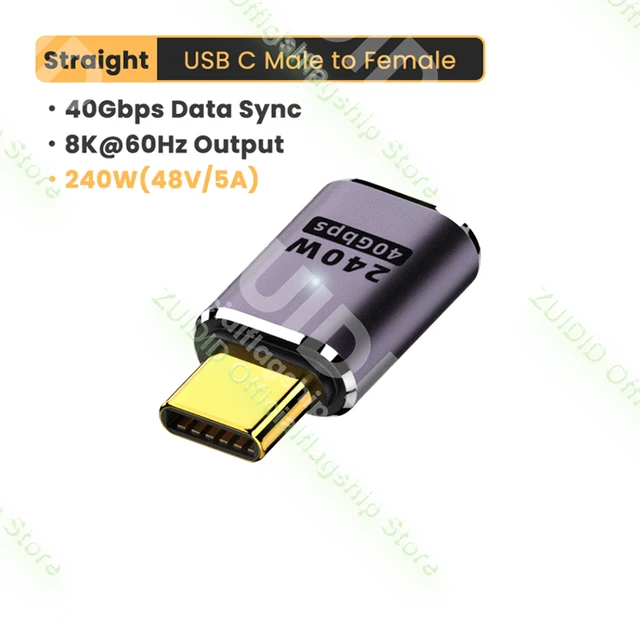 PD240W USB4.0 40Gbps Thunderbolt3 OTG Adapter 8K@60Hz USB C to Type C 48V@5A Fast Charging ...