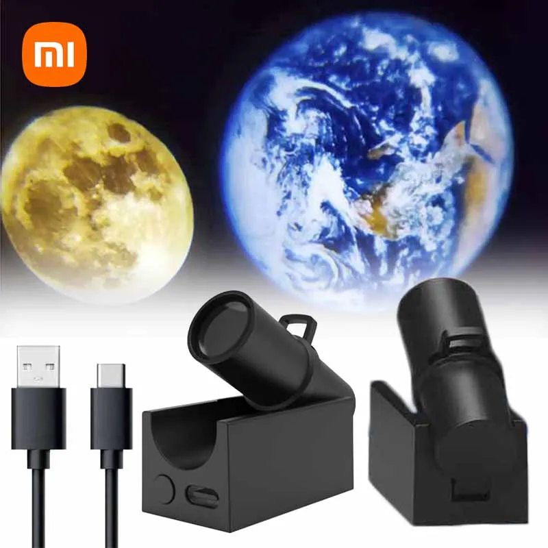 샤오미 지구 달 프로젝터 야간 조명 행성 달 지구 프로젝션 Led Usb 램프 어린이 침실 분위기 벽 장식 조명