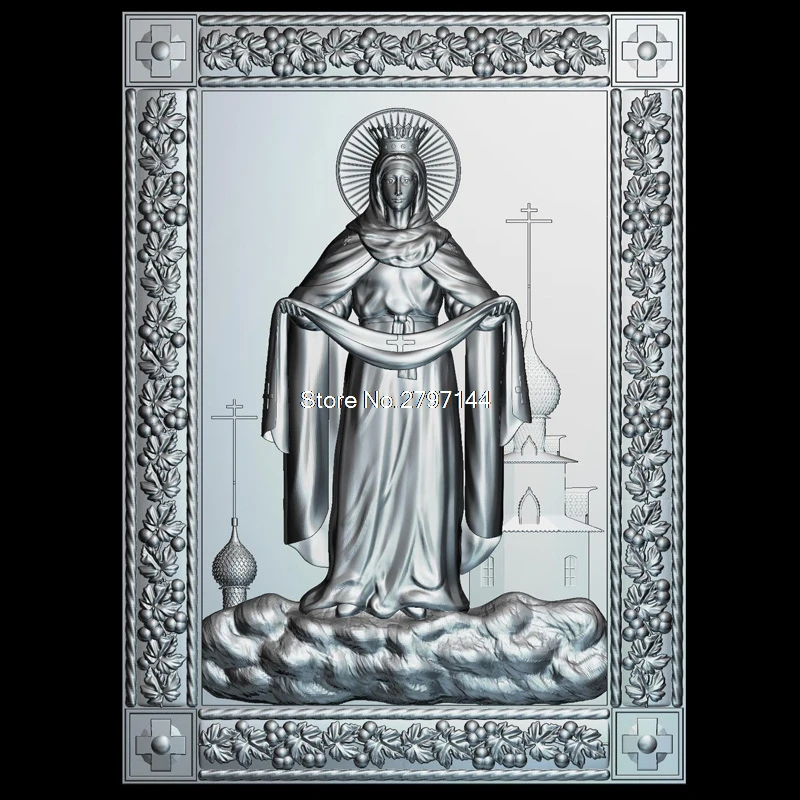 Isten Anyja A Theotokos 3D Modell -Megkönnyebbülés Közbenjárása. Ábra ...