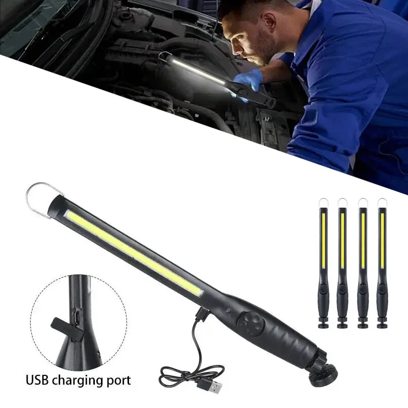 USB Rechargeable COB LED Work Light Portable Magnetic Cordless ...