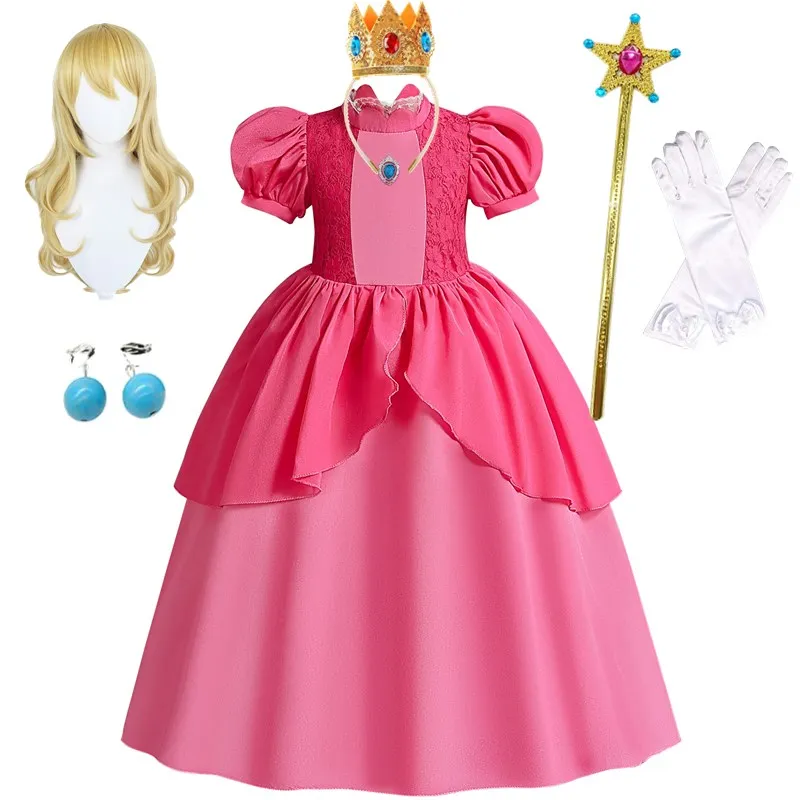 Peach Princess Halloween Costume For Kids Princess Peach Cosplay Dress ...